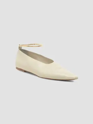 JIL SANDER Ring Leather Ballerina Flats - Bone