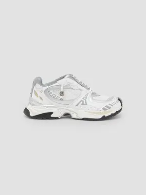 Versace La Greca Leather & Mesh Low-top Sneakers - White Silver