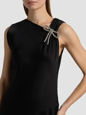 JIL SANDER Crystal Bow Bias-cut Midi-dress - Black