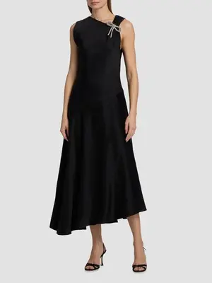 JIL SANDER Crystal Bow Bias-cut Midi-dress - Black