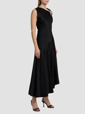 JIL SANDER Crystal Bow Bias-cut Midi-dress - Black
