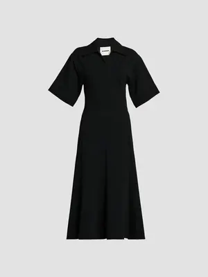 JIL SANDER Crepe A-line Midi-dress - Black