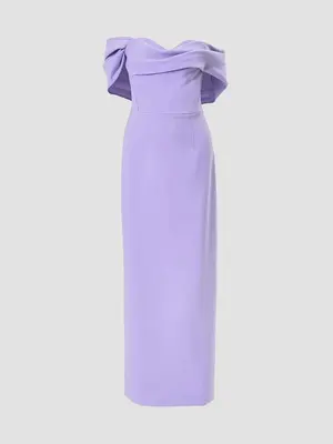 Carolina Herrera Draped Off-the-shoulder Column Gown - Violeta