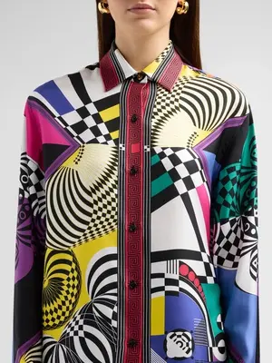 Versace Teatro Foulard Silk Twill Shirt - Multicolor