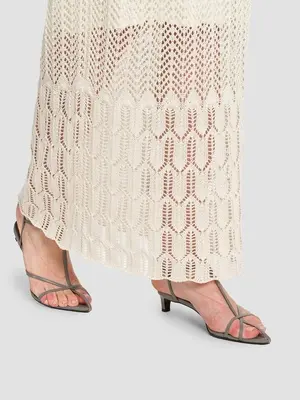 JIL SANDER Chevron Knit Cotton Maxi Dress - Eggshell