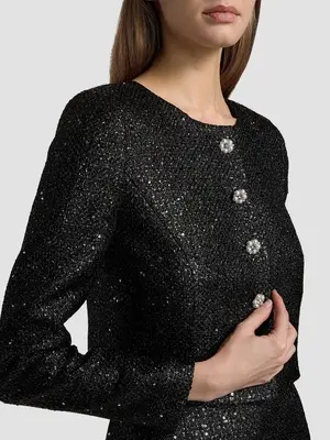 Carolina Herrera Sequined Tweed Crop Jacket