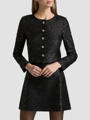 Carolina Herrera Sequined Tweed Crop Jacket