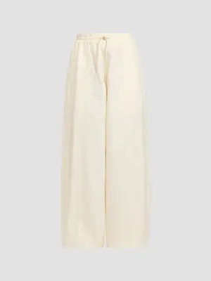 Bottega Veneta Intrecciato-drawstring Cotton Toile Wide-leg Trousers - Ivory