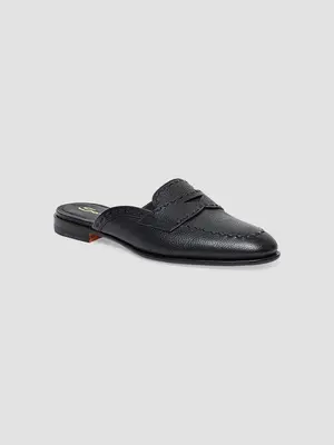 Santoni Marlen Leather Mules - Black