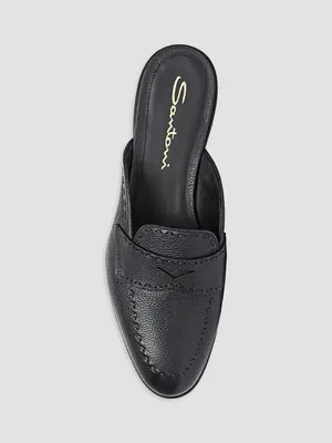 Santoni Marlen Leather Mules - Black