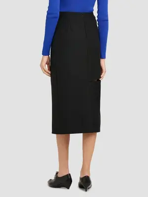 JIL SANDER Cut-out Grain De Poudre Wool Knee-length Skirt