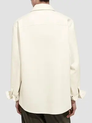 Bottega Veneta Cotton Gabardine Leather-cuff Overshirt
