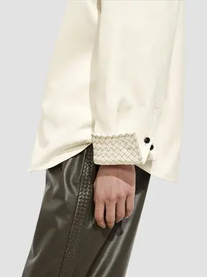 Bottega Veneta Cotton Gabardine Leather-cuff Overshirt