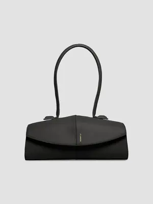 JIL SANDER Linea Leather Shoulder Bag - Black