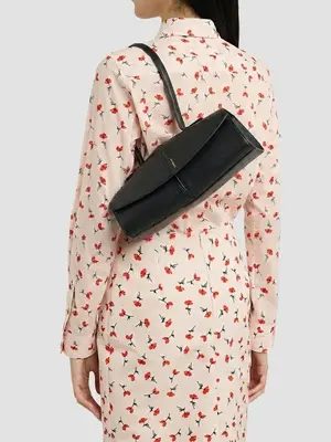 JIL SANDER Linea Leather Shoulder Bag - Black