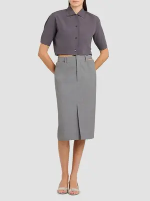 JIL SANDER Cut-out Wool Pencil Skirt