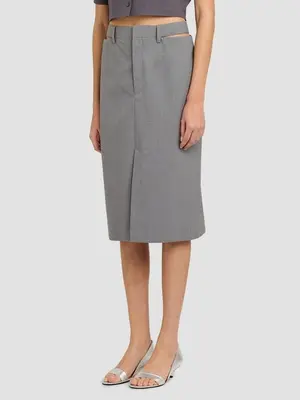 JIL SANDER Cut-out Wool Pencil Skirt