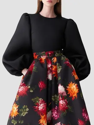 Carolina Herrera Silk Gazar Puff-sleeve Blouse