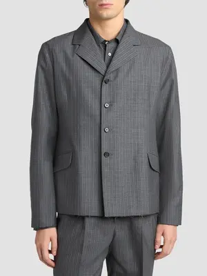 JIL SANDER Pinstripe Check Wool Jacket