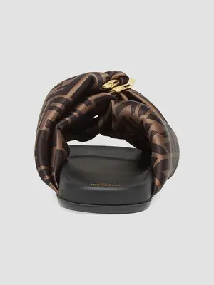 Fendi Feel Knot Leather Slide Sandals