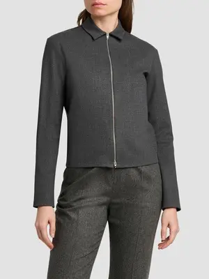 JIL SANDER Stretch-wool Zip-front Shirt