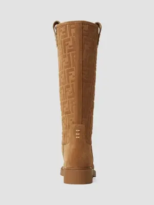 Fendi Filo Monogram Suede Knee Boots