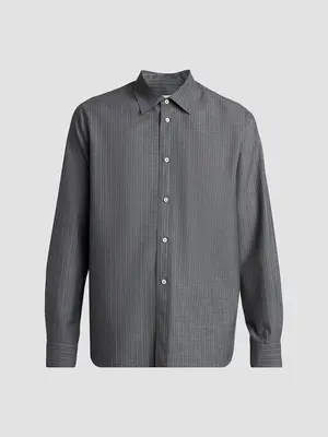 JIL SANDER Pinstripe Check Wool Button-front Shirt - Koala