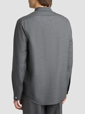 JIL SANDER Pinstripe Check Wool Button-front Shirt