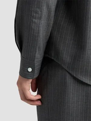 JIL SANDER Pinstripe Check Wool Button-front Shirt