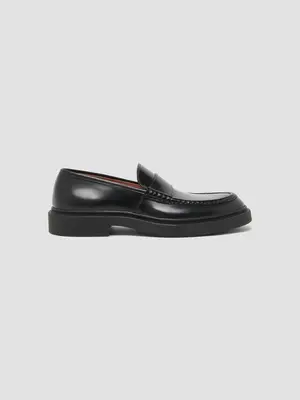 JIL SANDER Leather Penny Loafers - Black