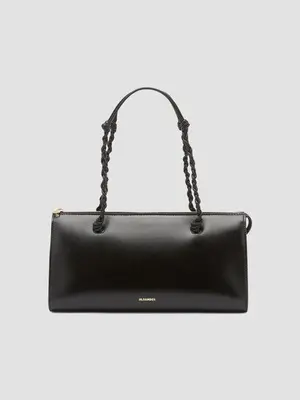 JIL SANDER Tangle Tent Leather Shoulder Bag - Black