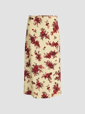 JIL SANDER Floral Enverse Satin Midi Skirt