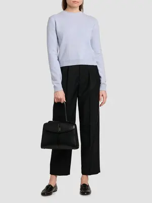 JIL SANDER Wool-mohair Canvas Pleated Trousers