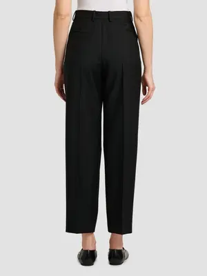 JIL SANDER Wool-mohair Canvas Pleated Trousers