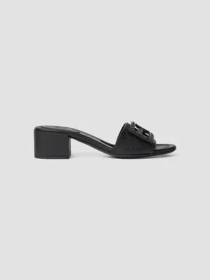 Fendi Vitello 45mm Logo Leather Mules - Nero