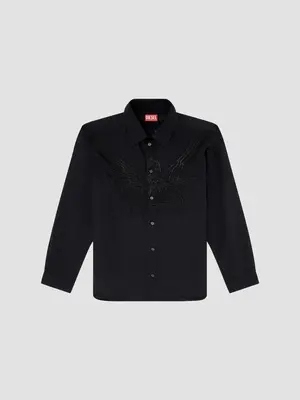 DIESEL® Embroidered Cotton Overshirt - Black