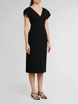 JIL SANDER Wool Sable Midi-dress