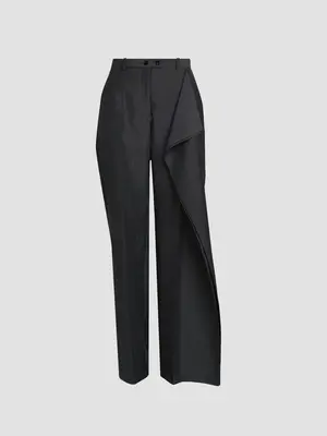 JIL SANDER Asymmetric Ruffle Wool-mohair Trousers