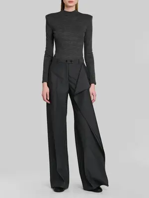 JIL SANDER Asymmetric Ruffle Wool-mohair Trousers