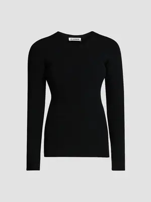 JIL SANDER Rib-knit Crewneck Sweater - Black