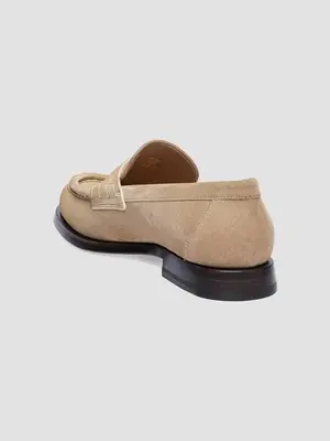 Santoni Airglow Suede Penny Loafers - Beige