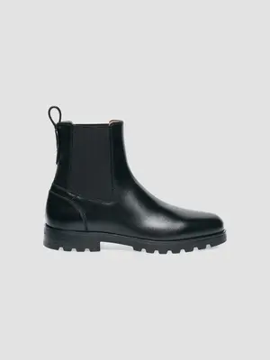 Santoni Jean Leather Chelsea Booties - Black