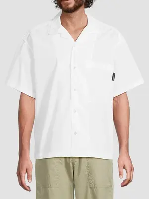 Palm Angels Curved Logo Classic Cotton Shirt