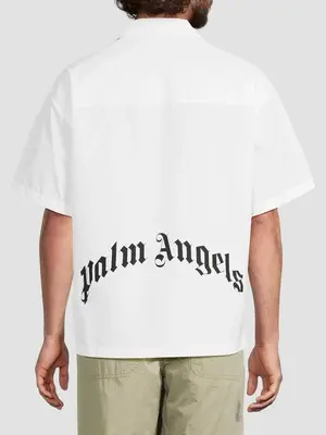Palm Angels Curved Logo Classic Cotton Shirt