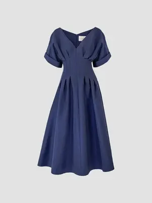 Carolina Herrera Corset Silk V-neck Cocktail Dress