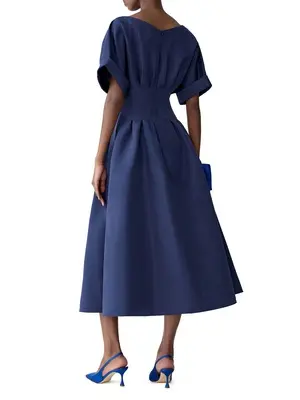 Carolina Herrera Corset Silk V-neck Cocktail Dress