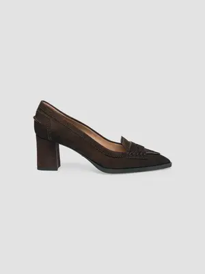 Santoni 50mm Suede Loafer Heels