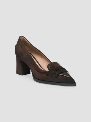 Santoni 50mm Suede Loafer Heels