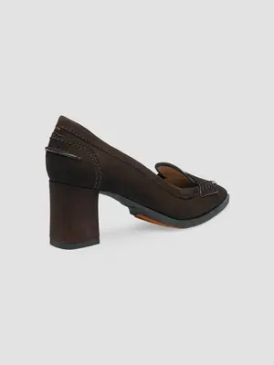 Santoni 50mm Suede Loafer Heels
