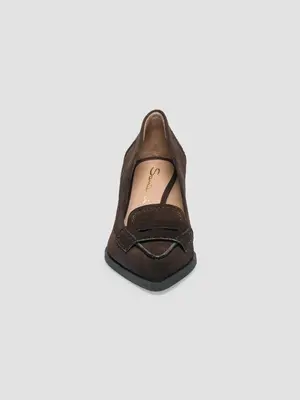 Santoni 50mm Suede Loafer Heels